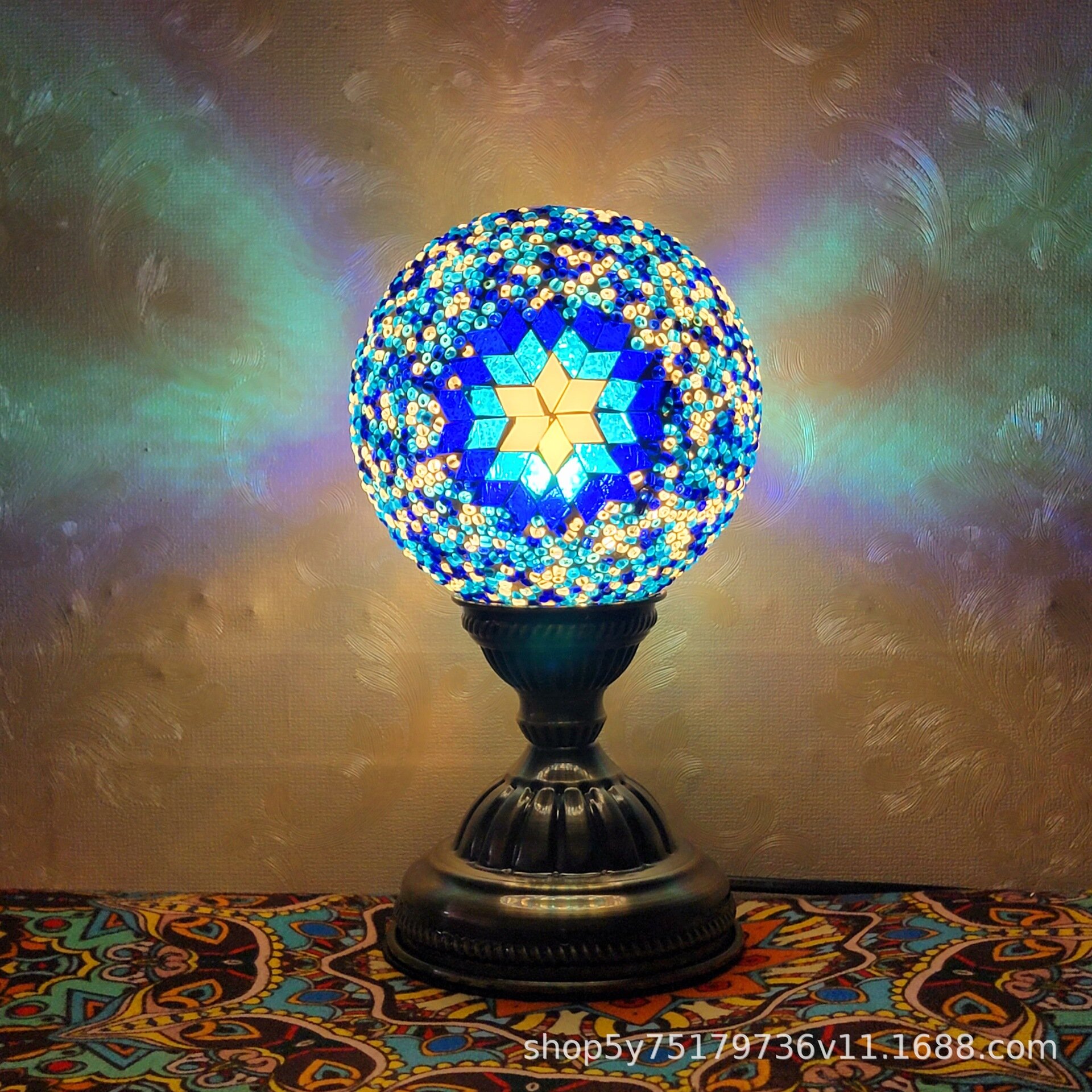 Марокканский экзотический мозаичный прикроватный этнический кафе интернет-знаменитость декор турецкий круглый шарик маленькая ночная лампа настольная лампа