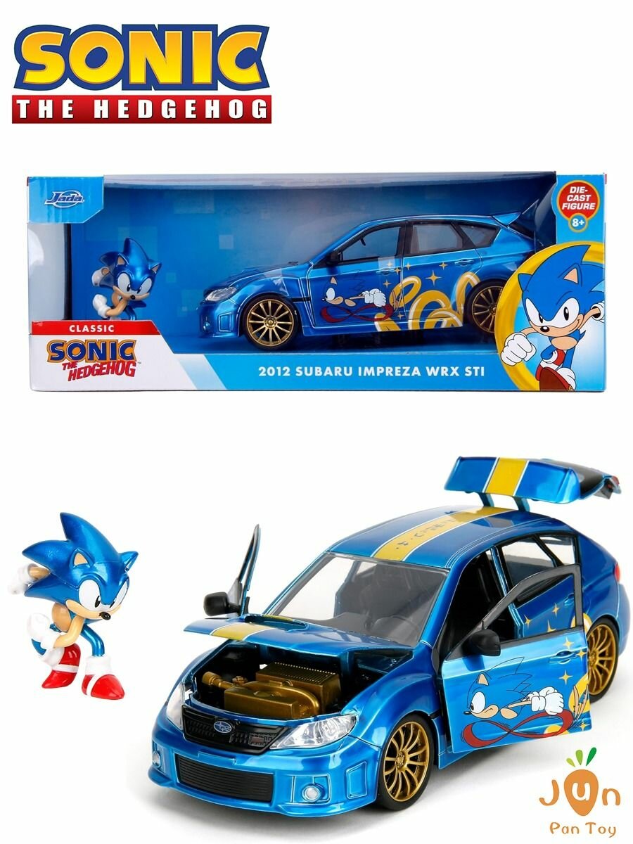 Модель Машинки Соник Jada Toys Sonic The Hedgehog 2012 Subaru Impreza WRX STI / Игрушечный автомобиль Subaru model с изображением персонажа Соника, JD35871