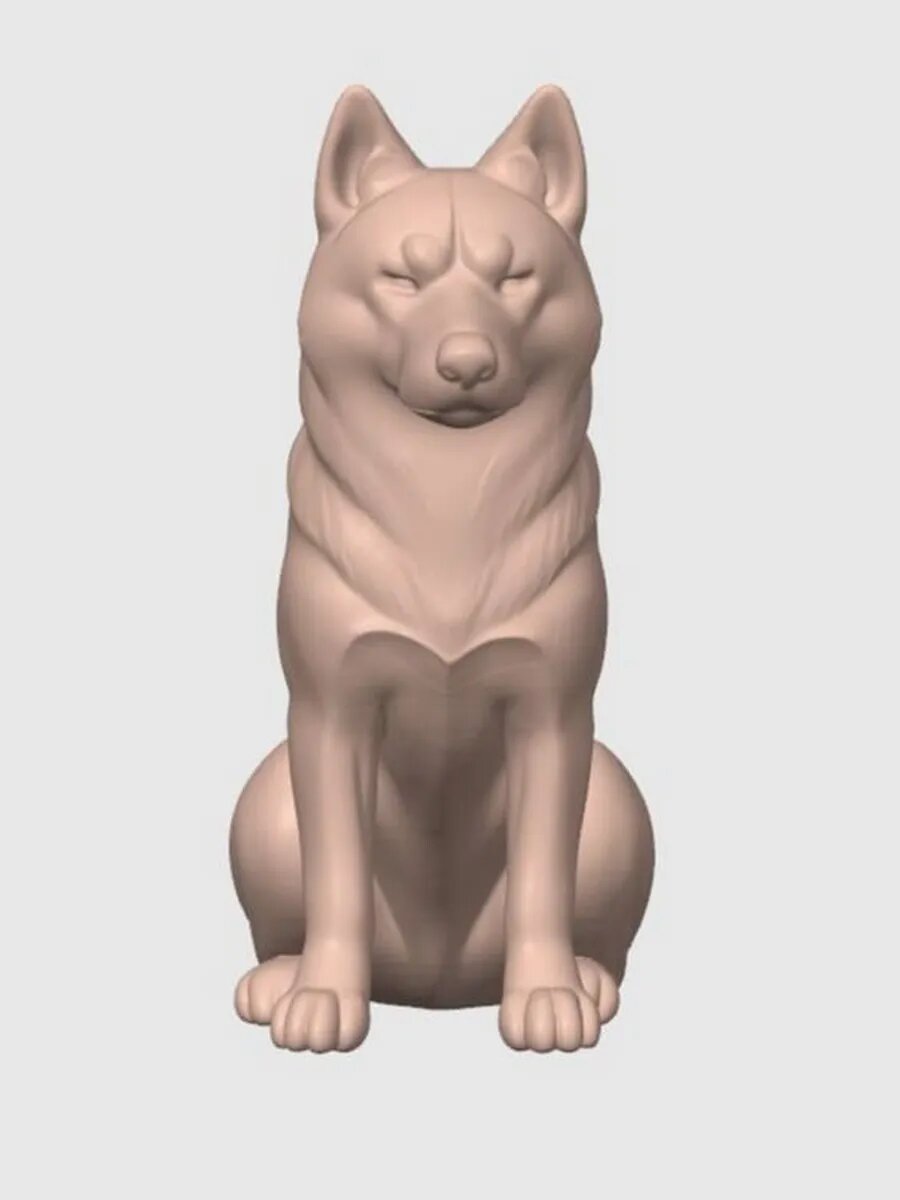 Ростовая статуэтка собаки-Сибирский хаски (10см, бежевый)