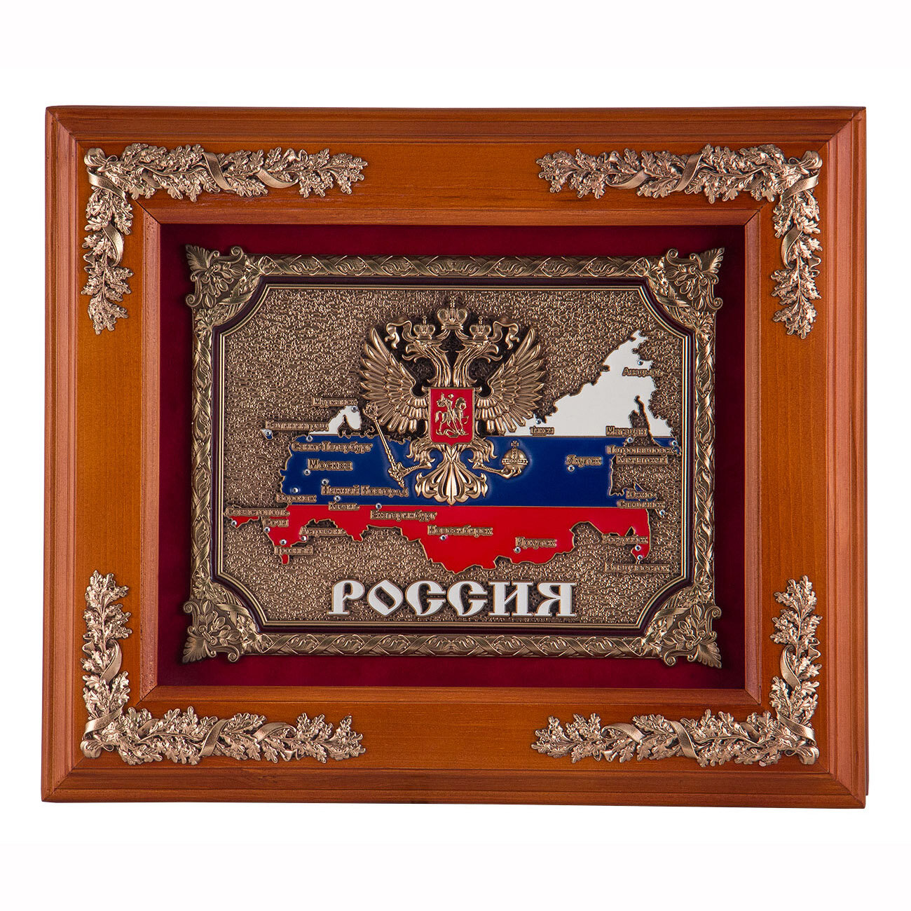 Ключница "Россия"- дерево, цвет орех. 28х34х8 см. КЛД-623VIPорех