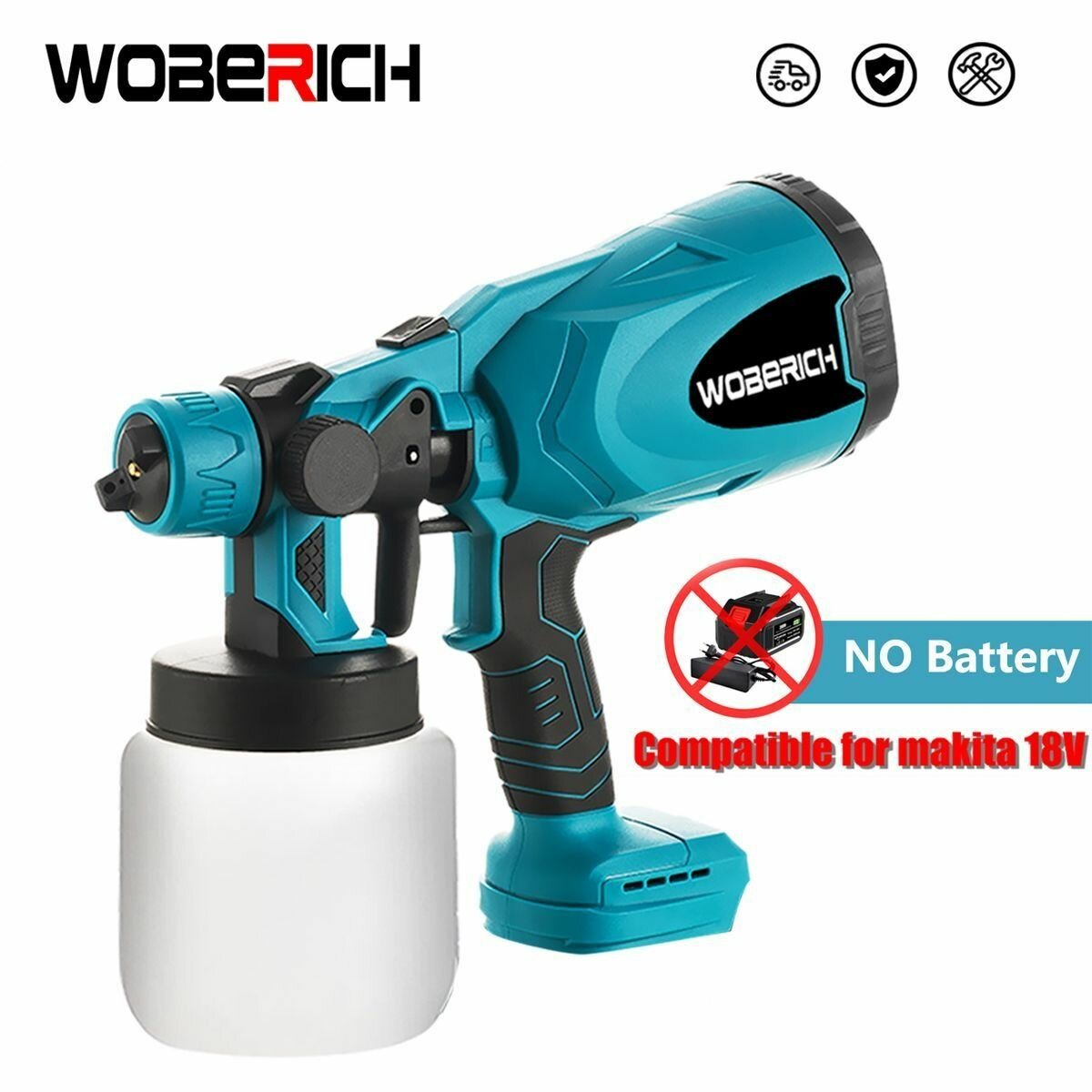 Аккумуляторный краскопульт 1821 В, премиум модель без аккумулятора и зарядного устройства