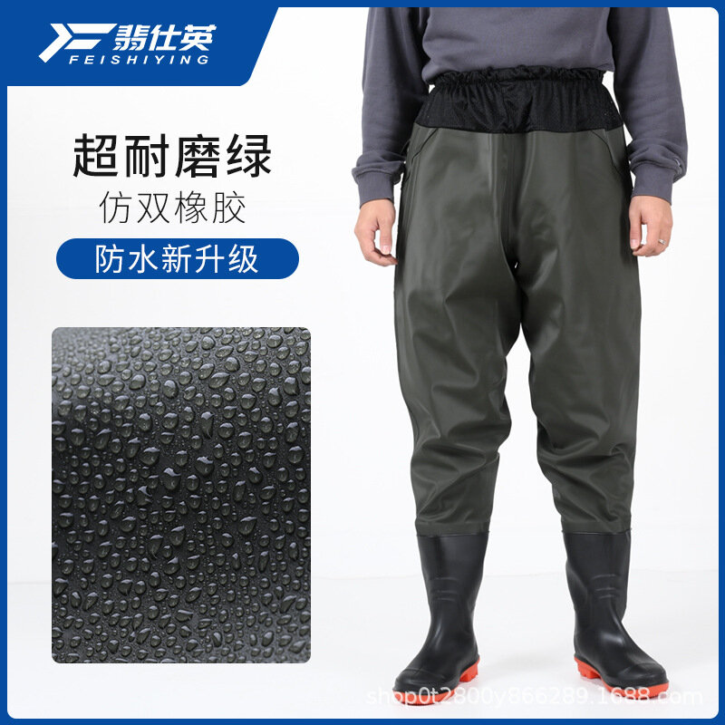 2025 Водонепроницаемые утолщенные износостойкие полукомбинезоны с высокой талией, водонепроницаемые рыболовные комбинезоны, дышащие цельные сапоги для рыбалки, дождевые штаны