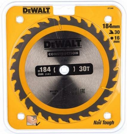 Диск пильный DeWalt Construction DT1940-QZ 184 ммx16 мм 30зуб