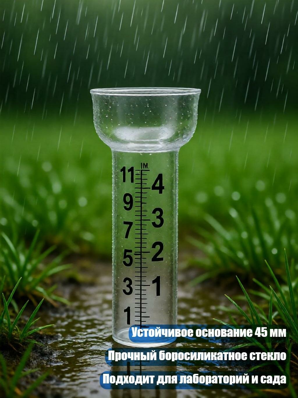 Широкая основа дождемера с прозрачной шкалой для точного измерения жидкости, Фонарик № 2