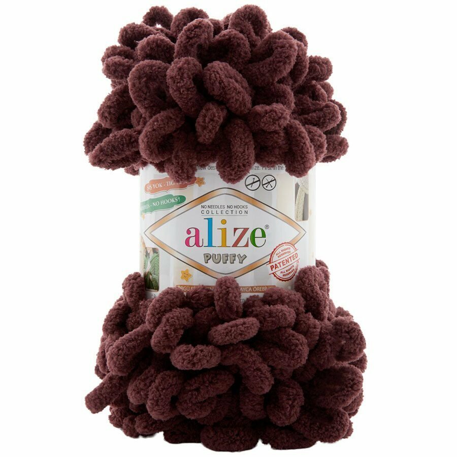 Пряжа Alize PUFFY 993 красно-коричневый (5 мотков)