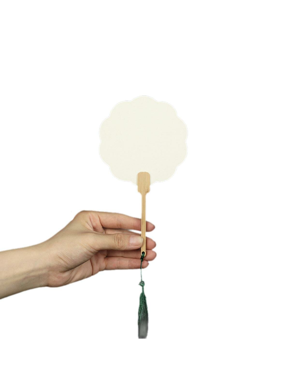 Китайский веер из рисовой бумаги с кисточками, ручной веер для граффити с деревянной ручкой