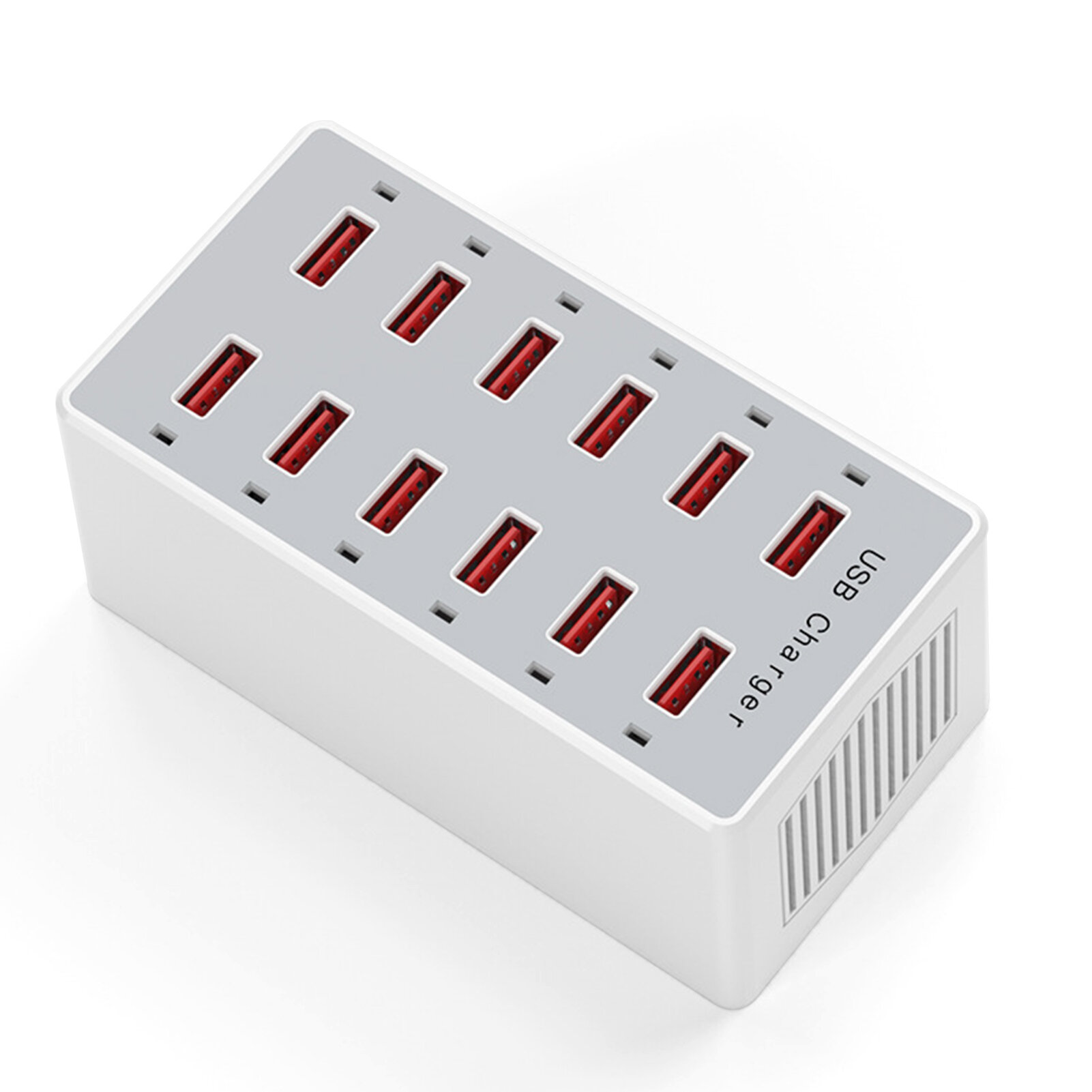 Зарядная станция с 12 портами USB, напряжение 110-240 В, многофункциональная розетка для различных устройств: смартфонов, планшетов и ноутбуков.