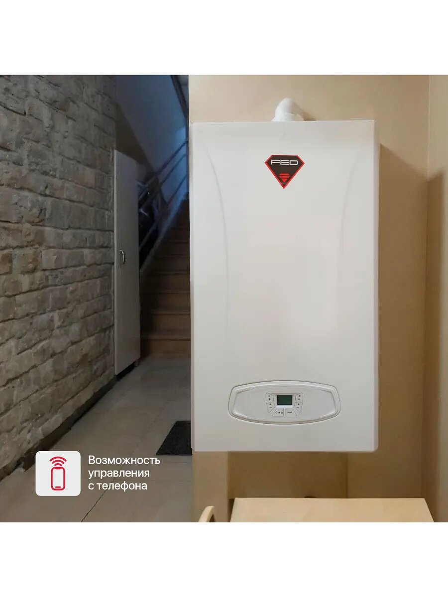 Настенный котел FED 24B, 24 кВт, с дисплеем, одноконтурный, газовый, белый