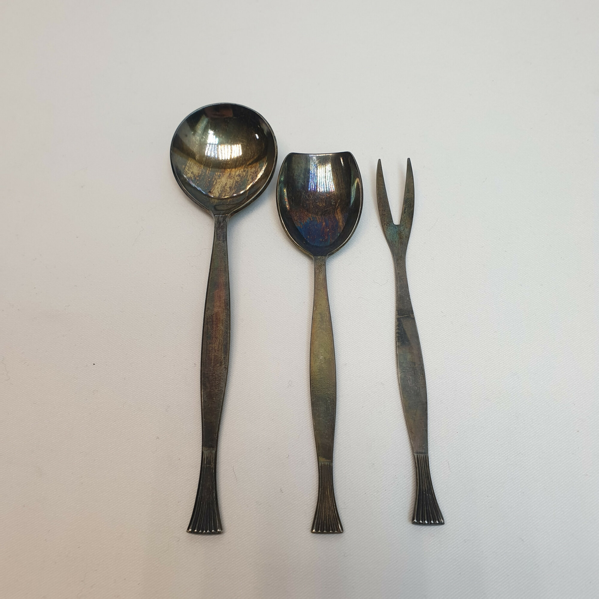 Набор из 3-ех сервировочных столовых предмета, МНЦ, патина. Винтаж, СССР.