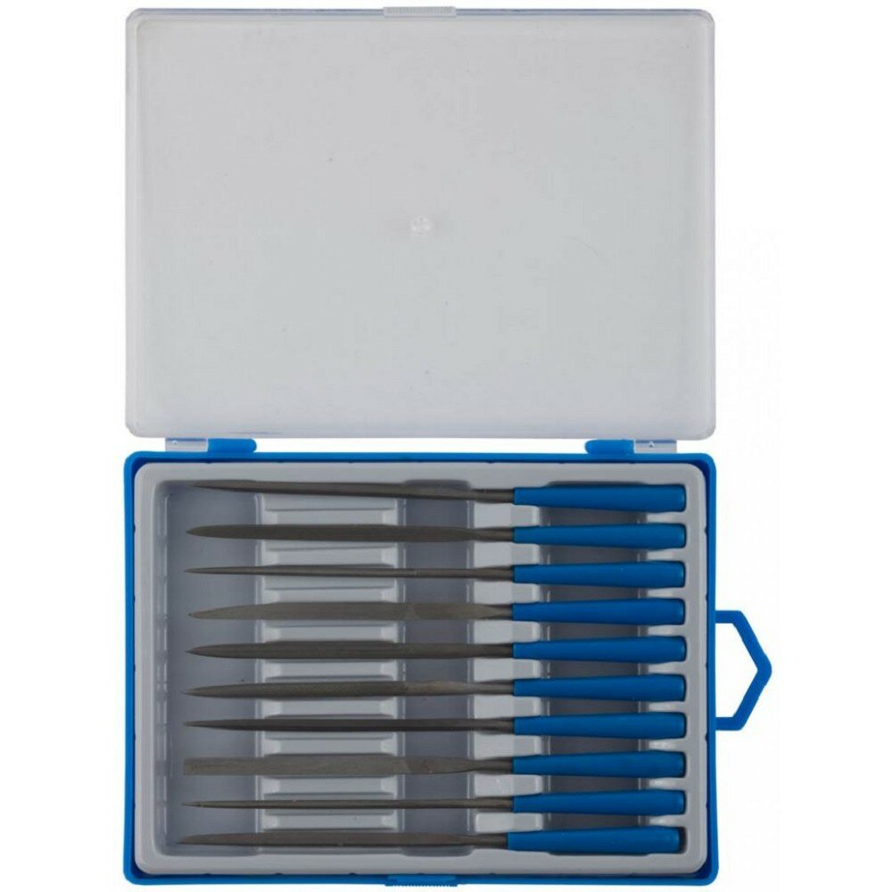 Зубр Набор "эксперт" Надфили, пластмассовая ручка ручка, насечка 2 бархатная, 100мм,10шт 16021-2-H10