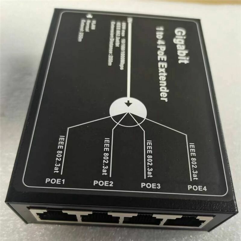 Удлинитель PoE от 1 до 4 10/100/1000M 4-портовый удлинитель IEEE802.3At Poe Extender Max Extend 250M 65W для IP-камеры