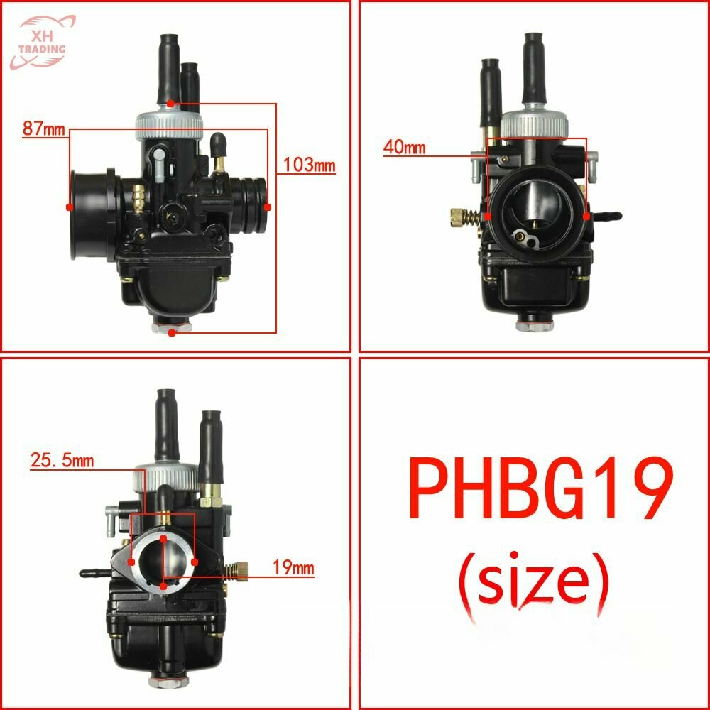 Карбюратор PHBG 19 мм для скутеров 50 100 кубсм Dellorto-черное