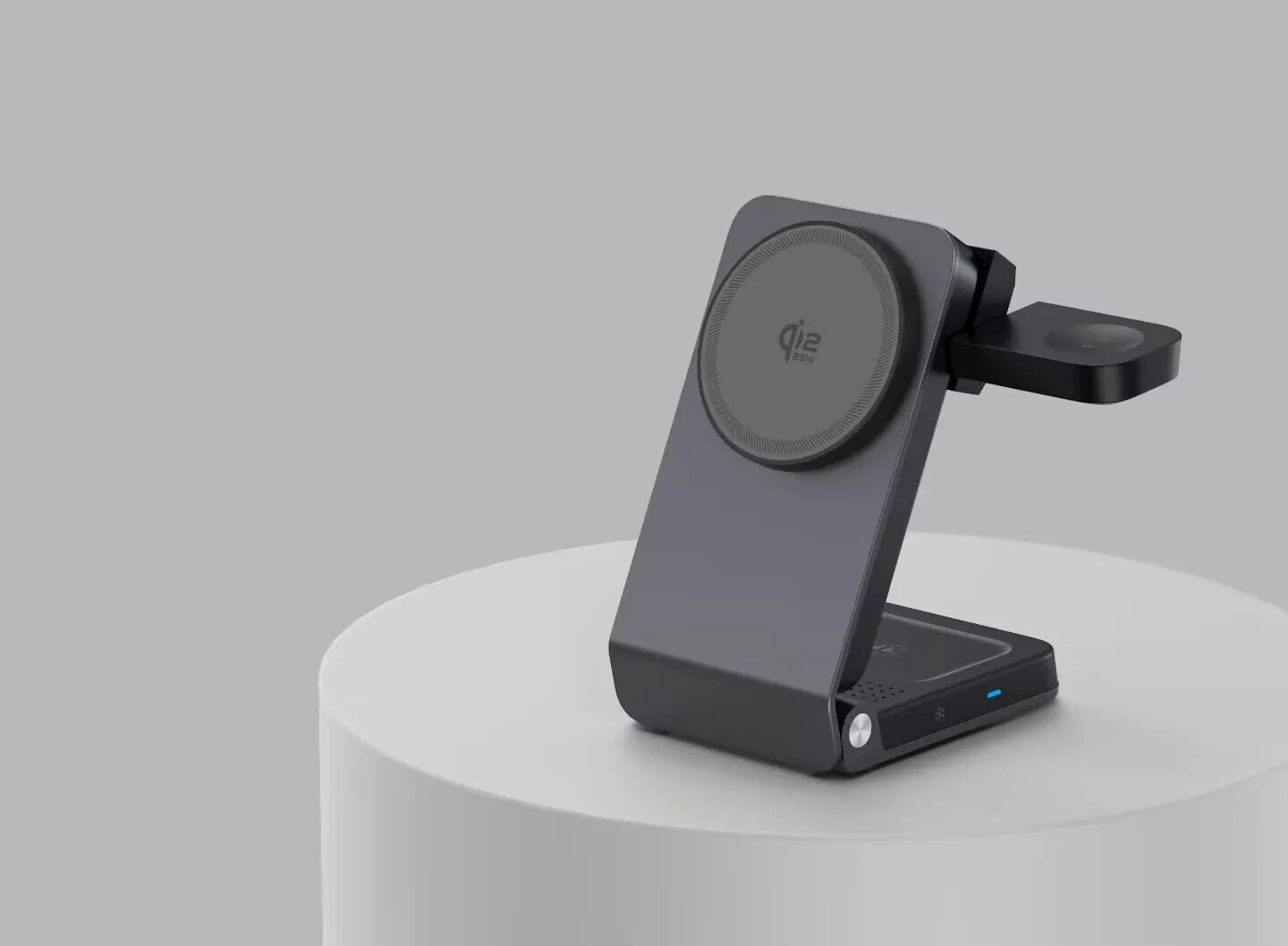 Беспроводная зарядка Qi2 25W 3-в-1 черная для iPhone, Apple Watch, AirPods
