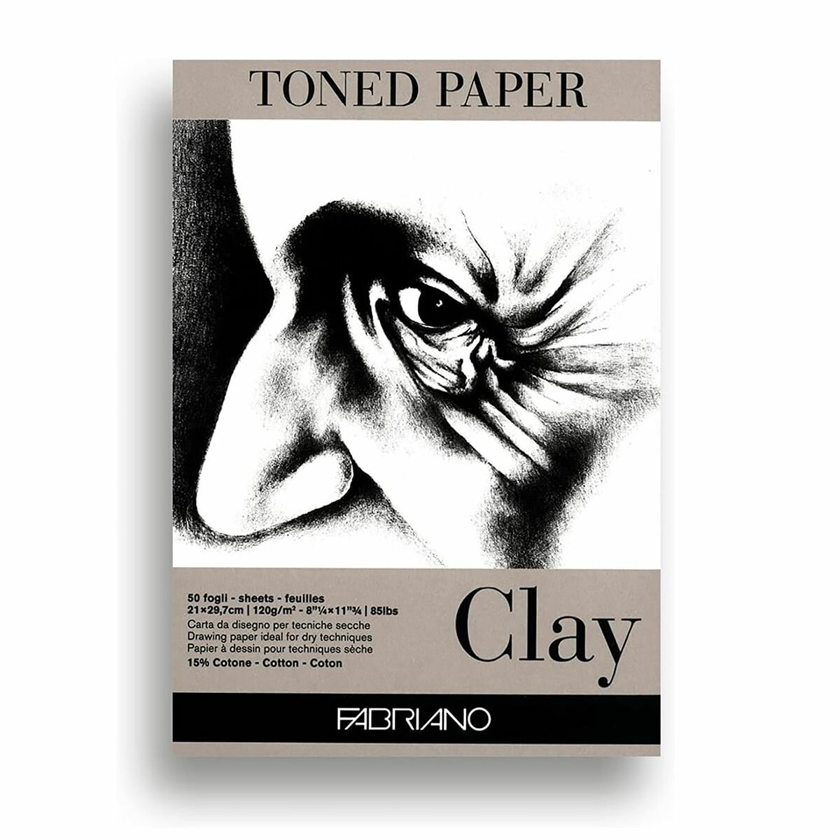 FABRIANO альбом с тонированной бумагой для графики и эскизов 120 г/м2, 50 листов А4 21 х 29.7 см, CLAY 19100497