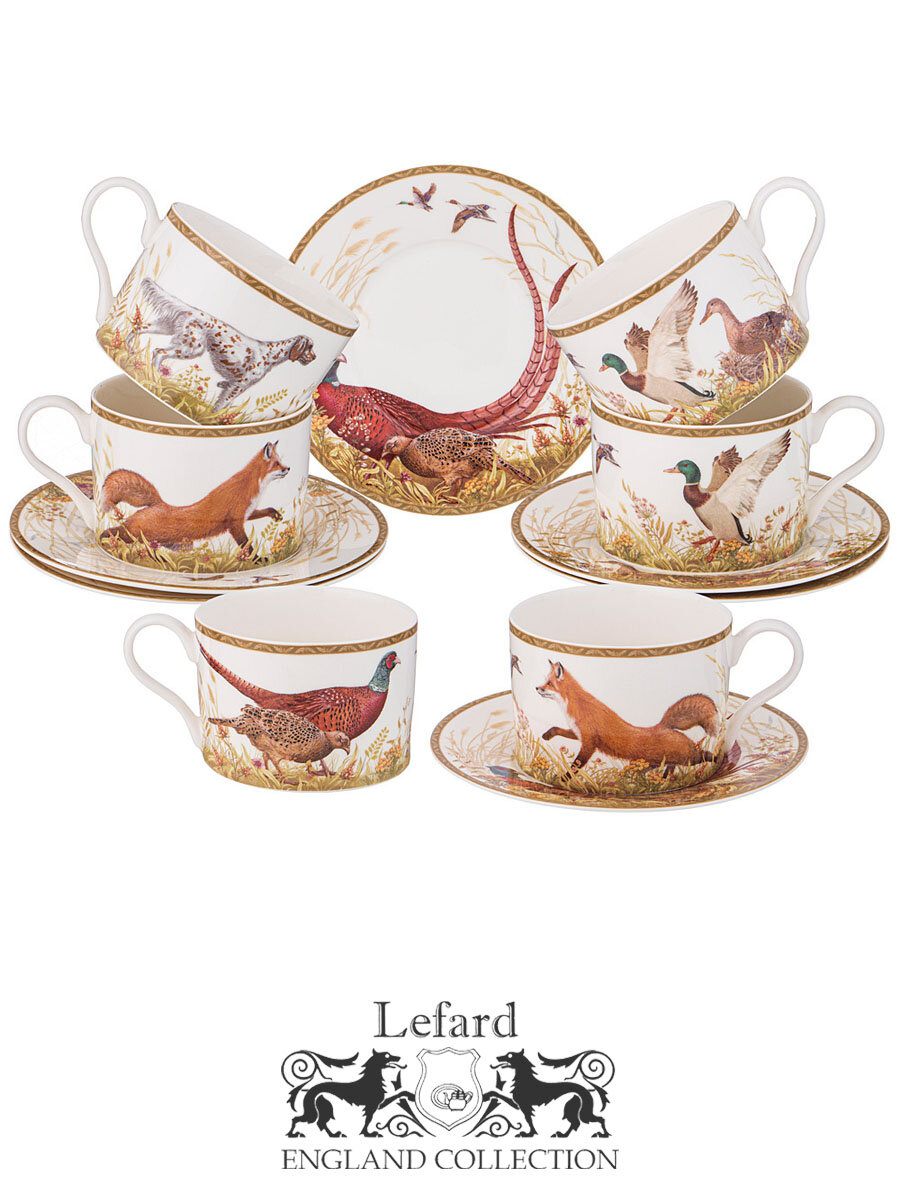 Чайный набор фарфоровый Lefard Охота на 6 персон, чашка 300 мл