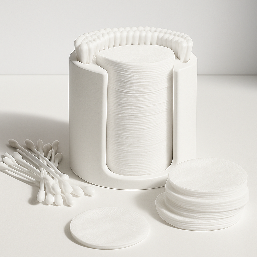 Органайзер для ватных дисков и палочек, белый, 2в1, хранение косметических средств, гипс