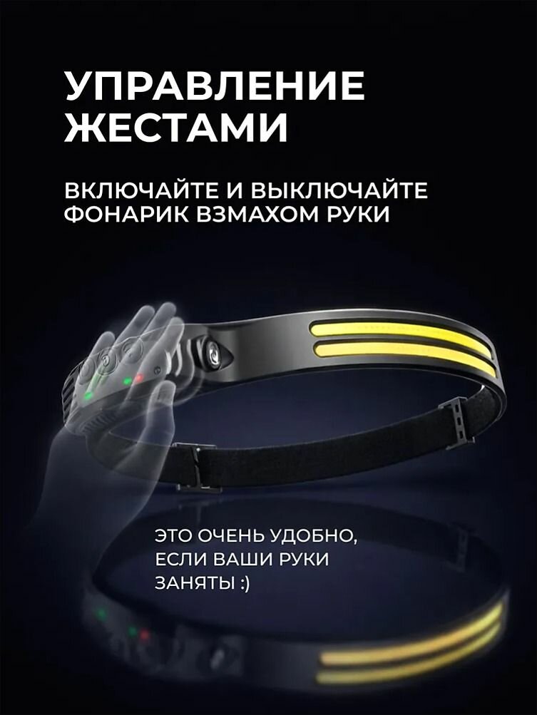 Походная налобная фара с зарядкой (для пеших походов и ночной рыбалки)