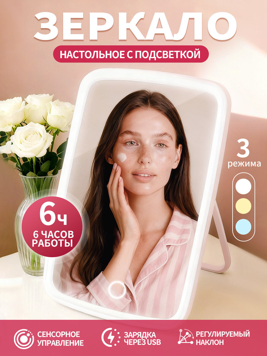 Зеркало косметическое, 16 см х 22 см, 1 шт