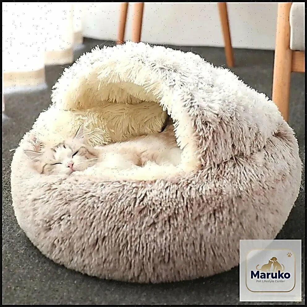 Закрытая лежанка домик для кошек S 40 см (внутри - МЕХ) / лежанка сплюшка для сфинкса