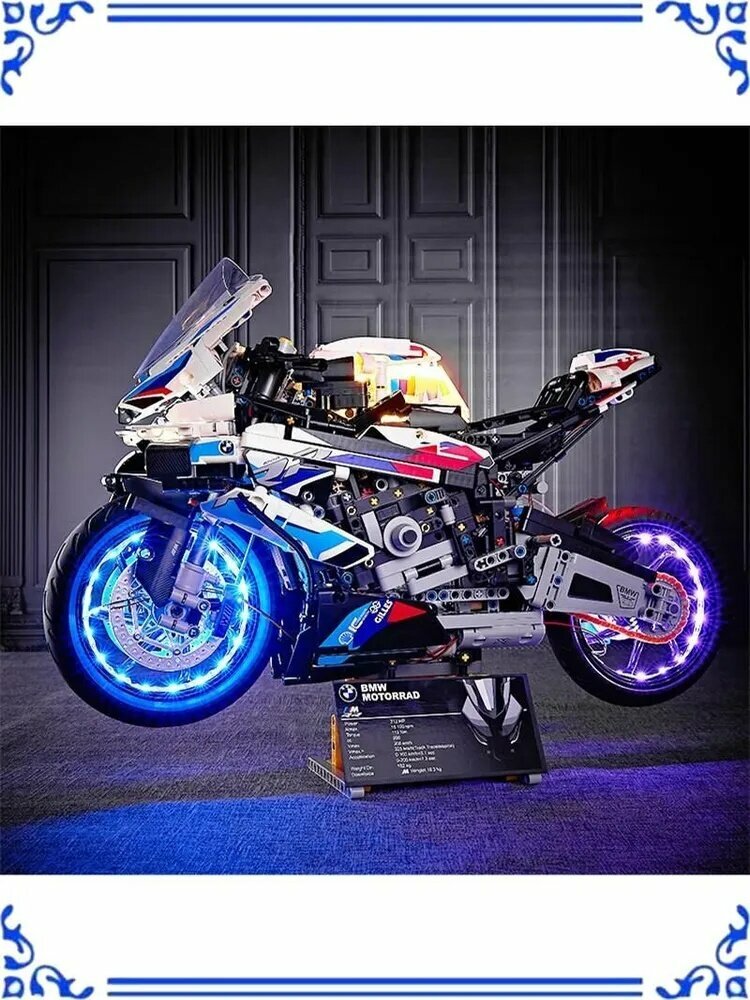 Конструктор LX Техник Мотоцикл BMW M 1000 RR на подставке, 1920 деталей подарок для мальчиков, сборная модель супербайк БМВ, лего совместим, совместим с Lego Technic