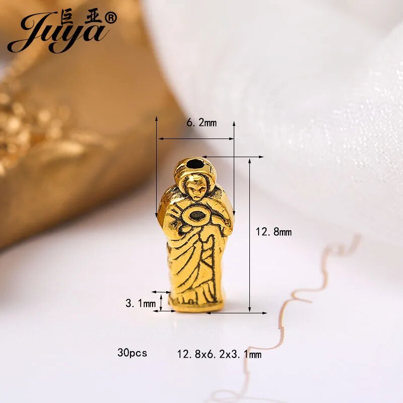 Бусины Juya с крестом, металлический сплав, 30 шт. Ancient gold