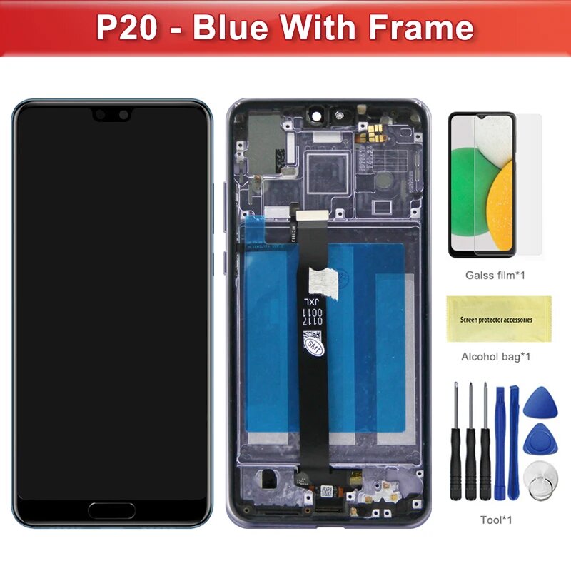 OEM 5,8 'для HUAWEI P20 для EML-L29C L09C AL00 TL00 L29 L09 ЖК-дисплей с дигитайзером сенсорного экрана в сборе Замена Blue With Frame