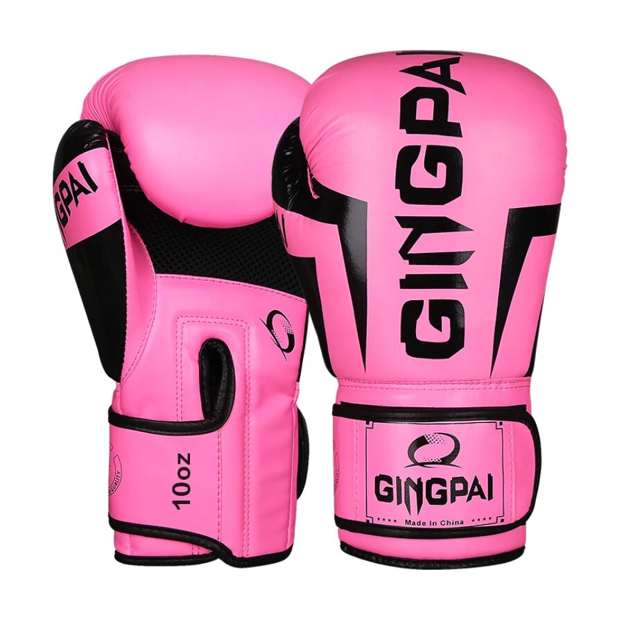 Gingpai Sport мужские боксерские перчатки из ПУ кожи 8 10 12 унций 10oz, Розовый, 1H pink