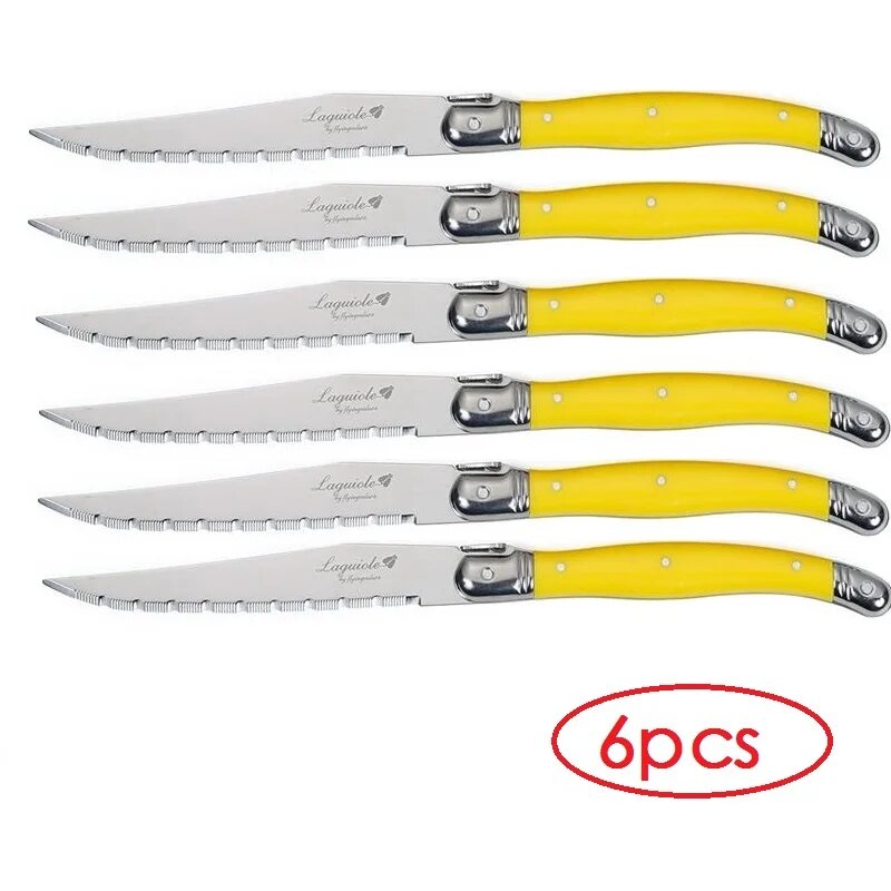 Набор ножей для стейка Laguiole 6 шт. Желтый, 6pcs Yellow