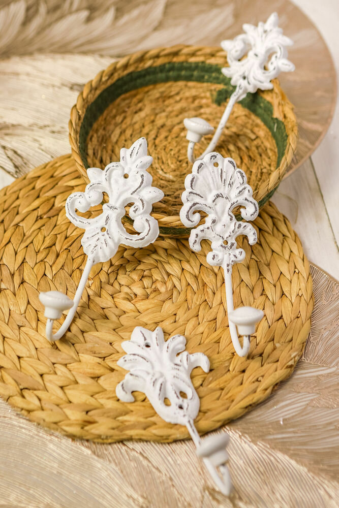 Набор настенных крючков антико, металл, белый, 15х9 см, 4 шт, Boltze 4429000-набор