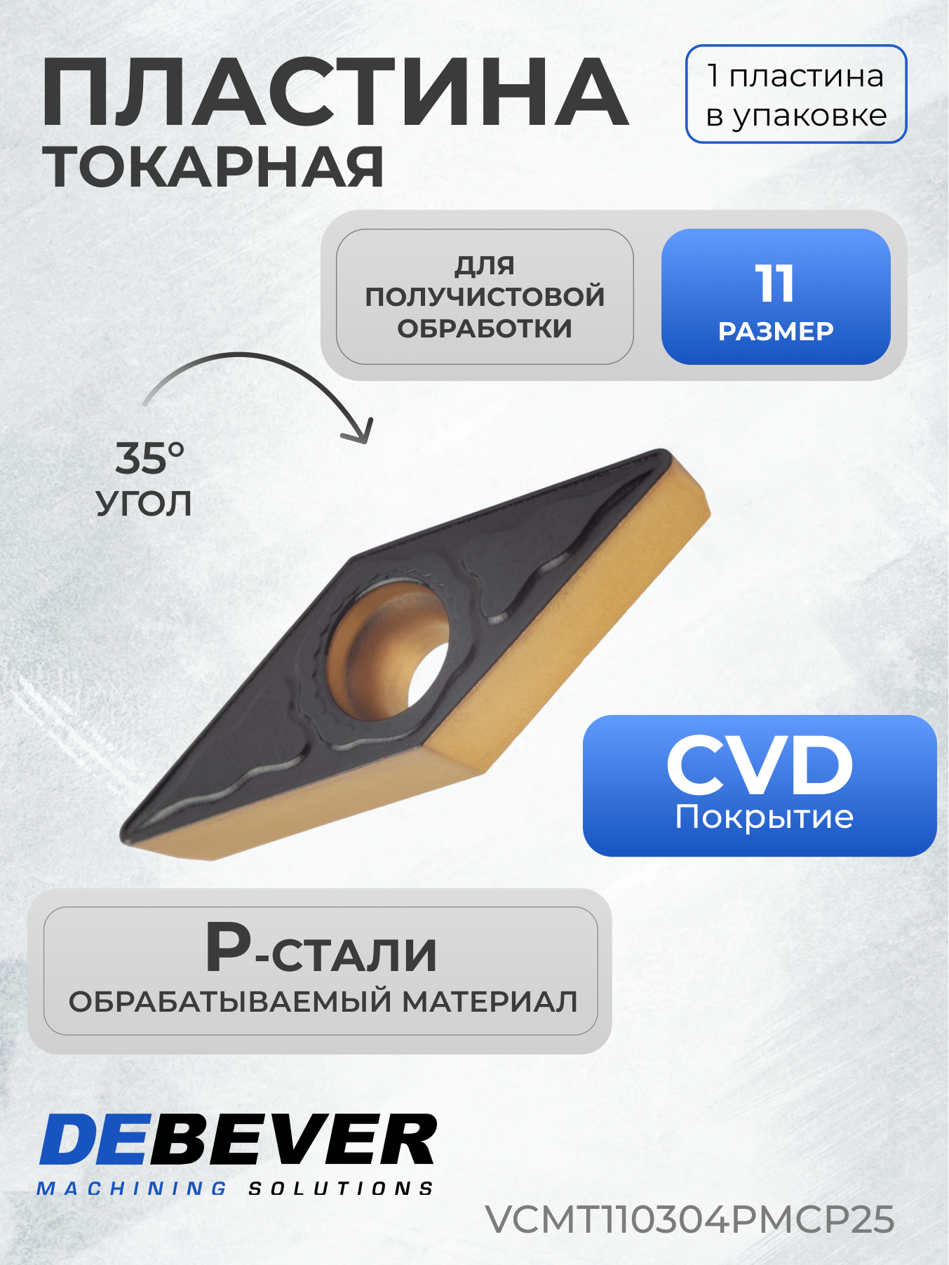 VCMT110304PMCP25 Пластина твердосплавная токарная VCMT110304-PM CP25