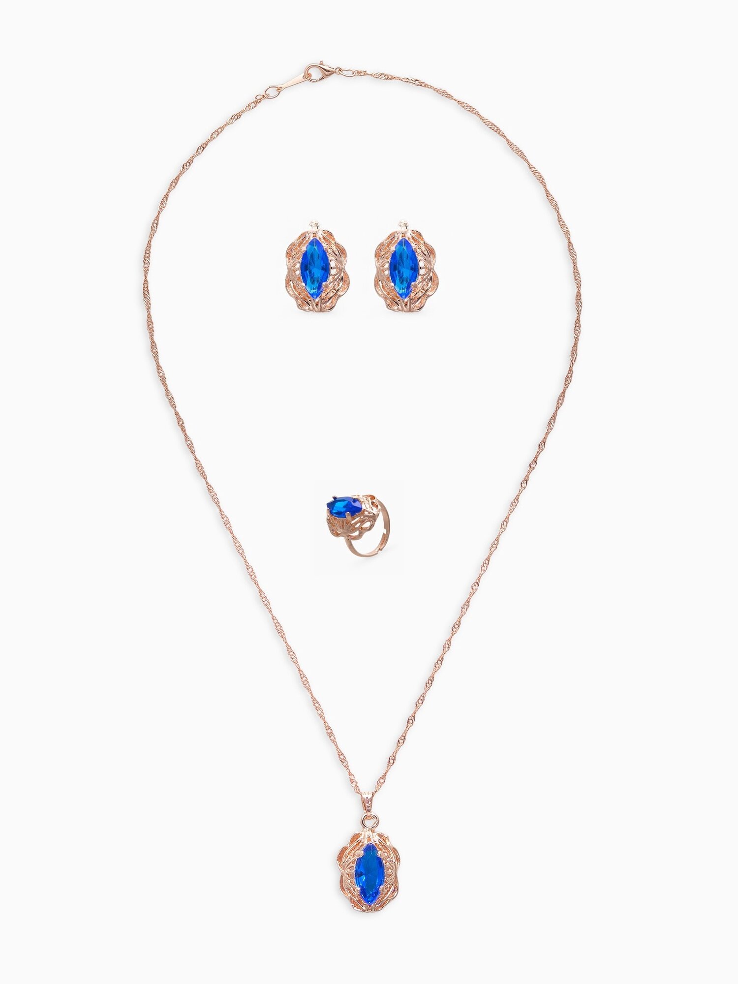 Комплект бижутерии: серьги, кольцо, колье, акрил