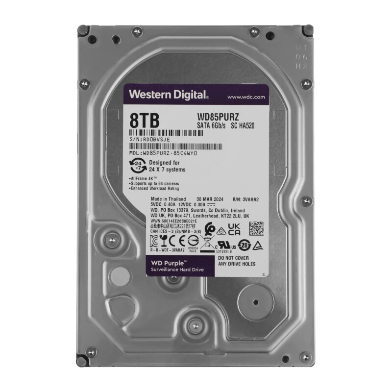 Жесткий диск WD Purple 8TB 3.5" 5640RPM 256MB SATA DV (WD85PURZ)