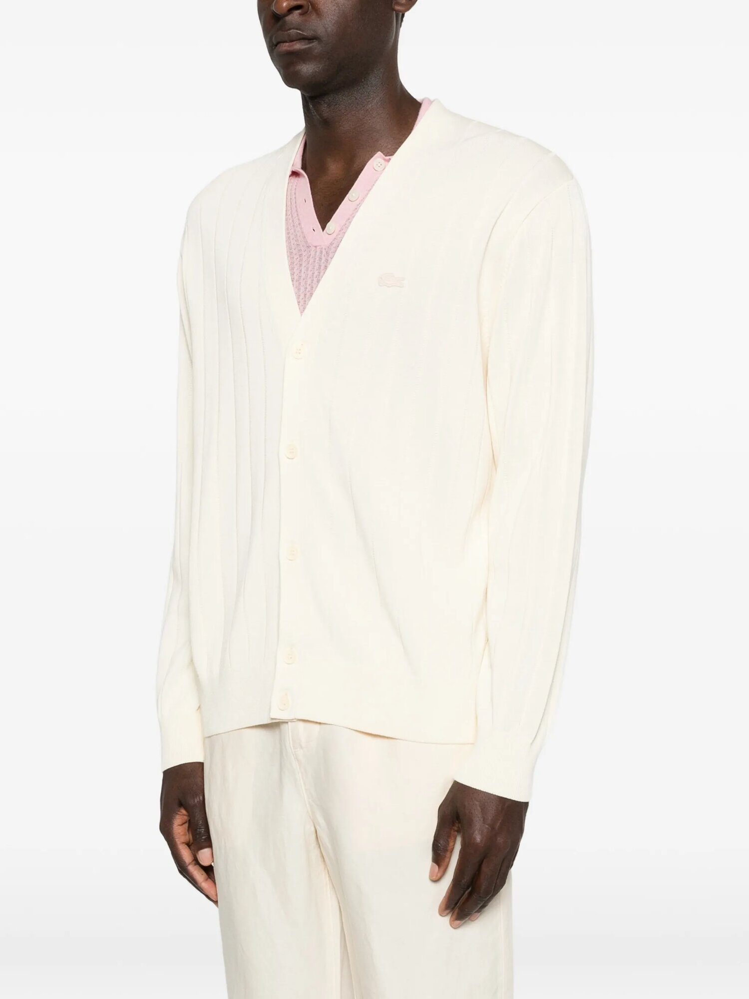 Кардиган LACOSTE Button ribbed cardigan, размер 2XL, разноцветный — фото 1