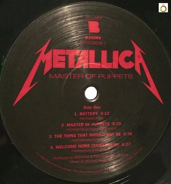 Metallica - Master of Puppets - Виниловая пластинка 180 грамм 1LP 2017 USA Blackened Recordings