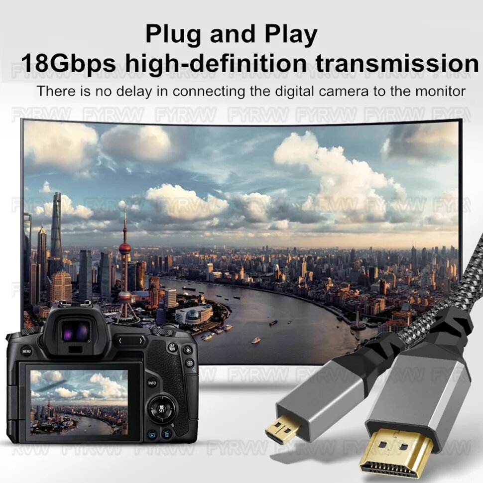 Micro HDMI - HDMI кабель 3m, 4K Grey — фото 1