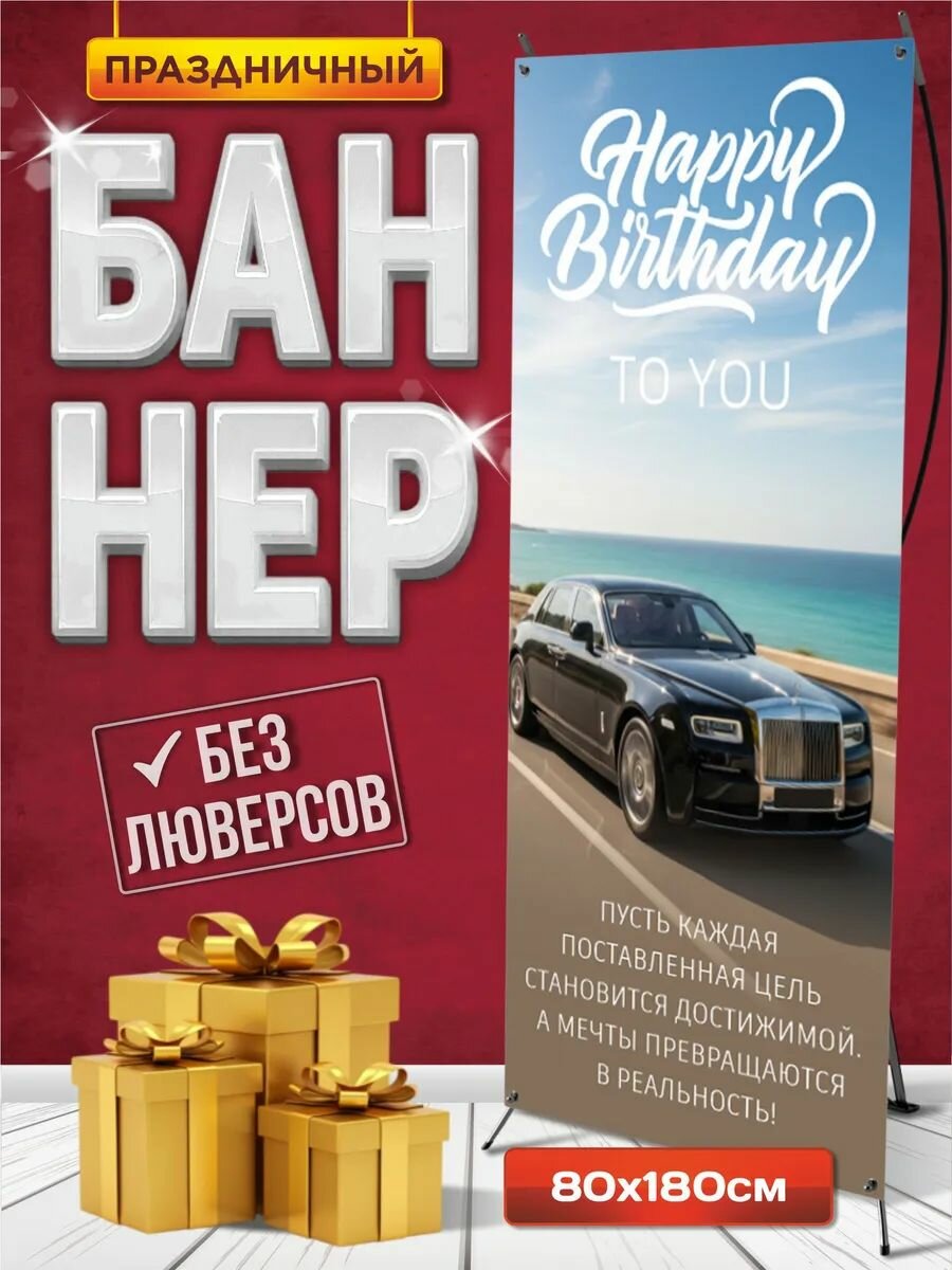 Баннер на День рождения мужчине 180х80 см