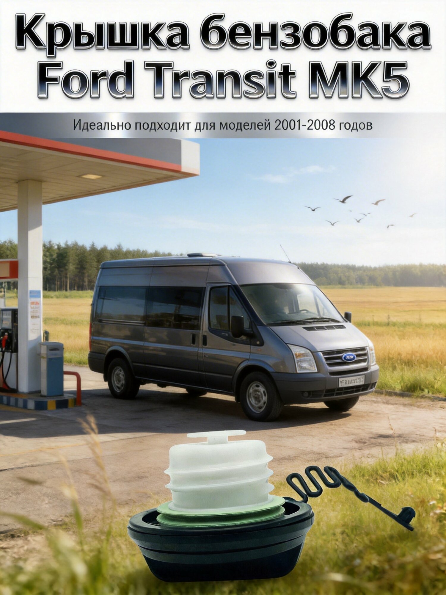Крышка бензобака, для Ford Fiesta MK5 2001-2008 и моделей Transit серии MK8/Custom/Tourneo Custom, Fusion и KA, OEM 1580852 7S61-9030-CB