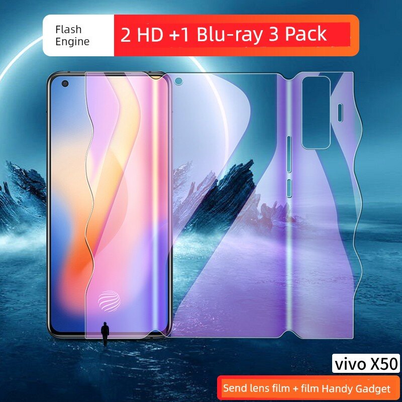 Vivo X50 Темперированная стеклянная пленка с полным покрытием, ультра-прозрачностью и защитой от синего света, 3 листа