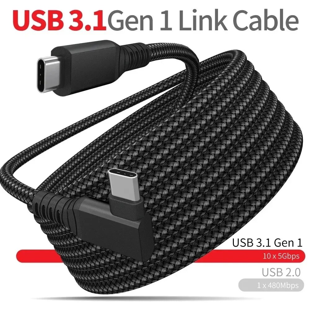 20-футовый кабель Link для Quest 2/3/3s PC VR, USB 3 на Type-C, длинный кабель с быстрой зарядкой 3А и передачей данных 5 Гбит/с для VR-гарнитур