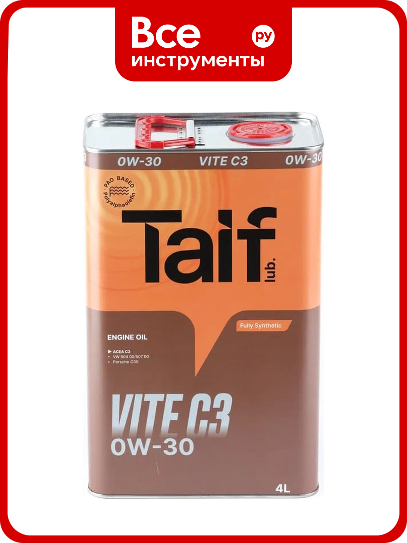 Автомобильное масло TAIF VITE 0W-30 SN, C3, 4 л 211195