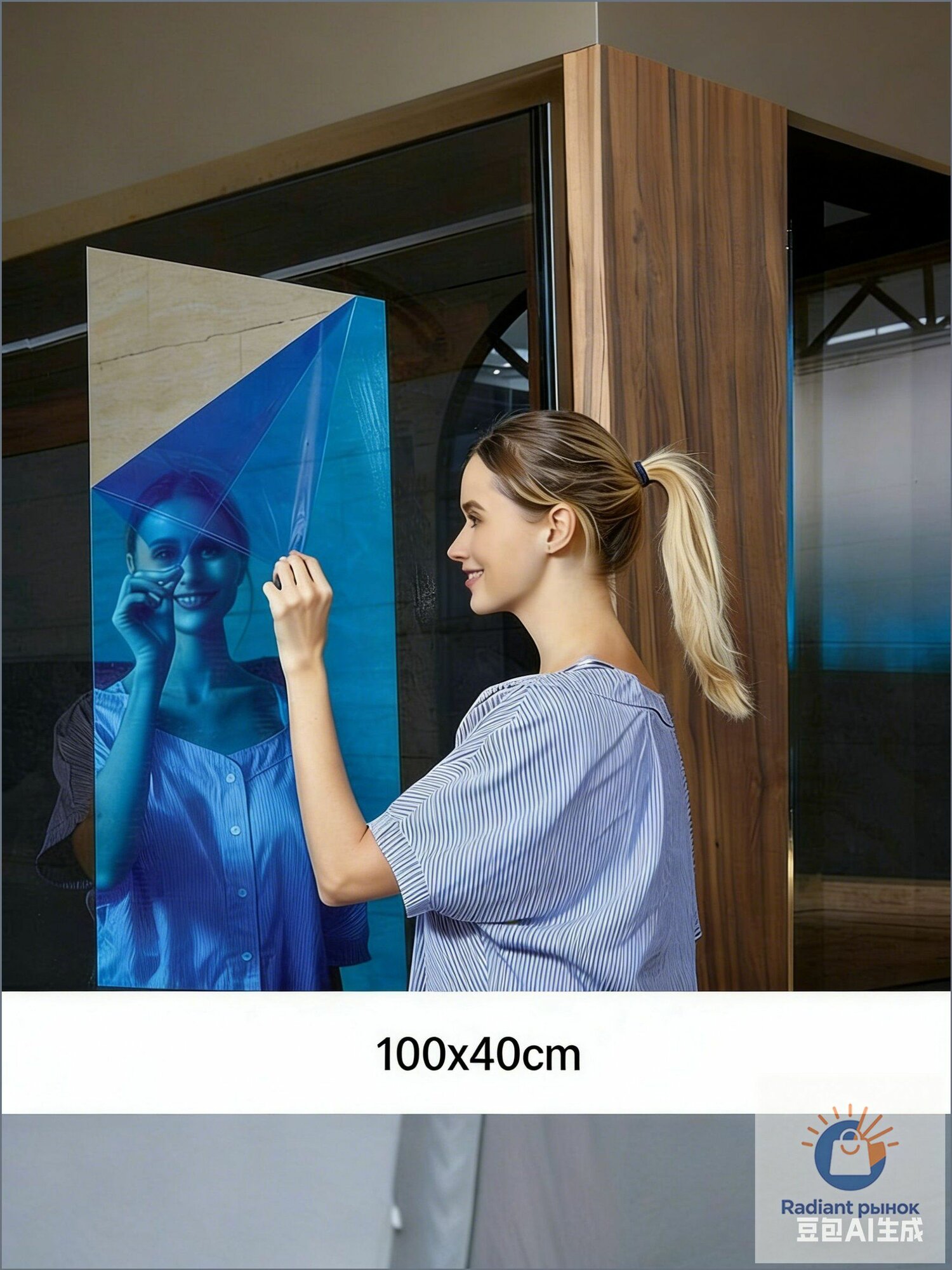Зеркало настенное, для ванной, 100x40 см, прямоугольное, без рамы