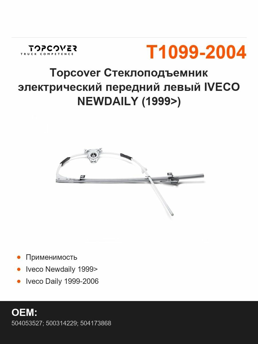Topcover Стеклоподъемник электрический передний левый IVECO NEWDAILY (1999>)