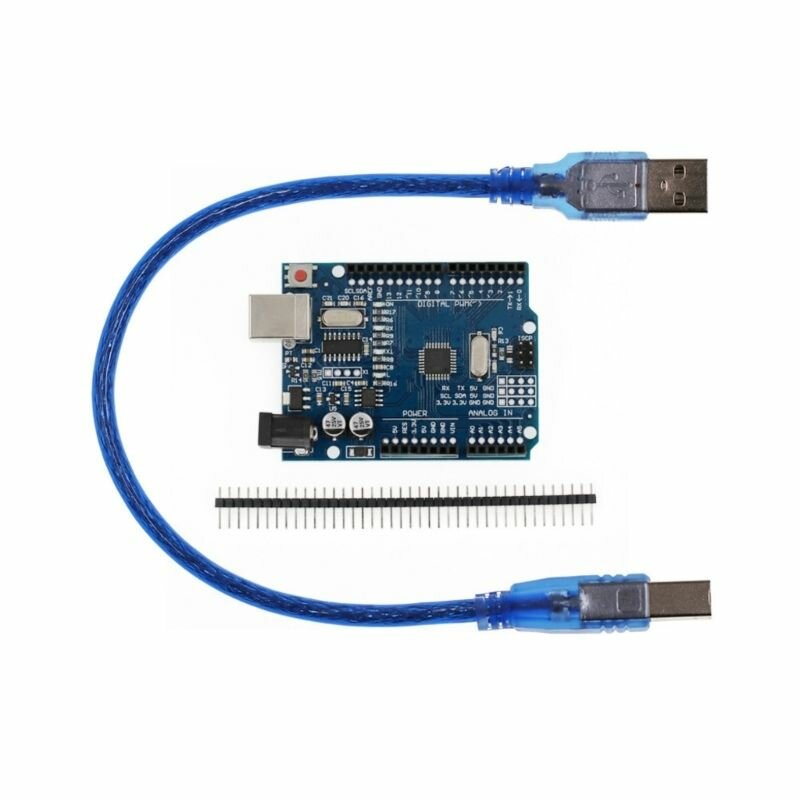 (1 компл.) Новая улучшенная версия платы разработки UNO R3 (прямоугольный USB-B) - с кабелем