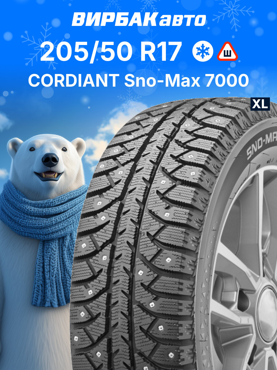 Зимние шины Cordiant Sno-Max 7000 205/50 R17 93T XL, зимняя автомобильная резина