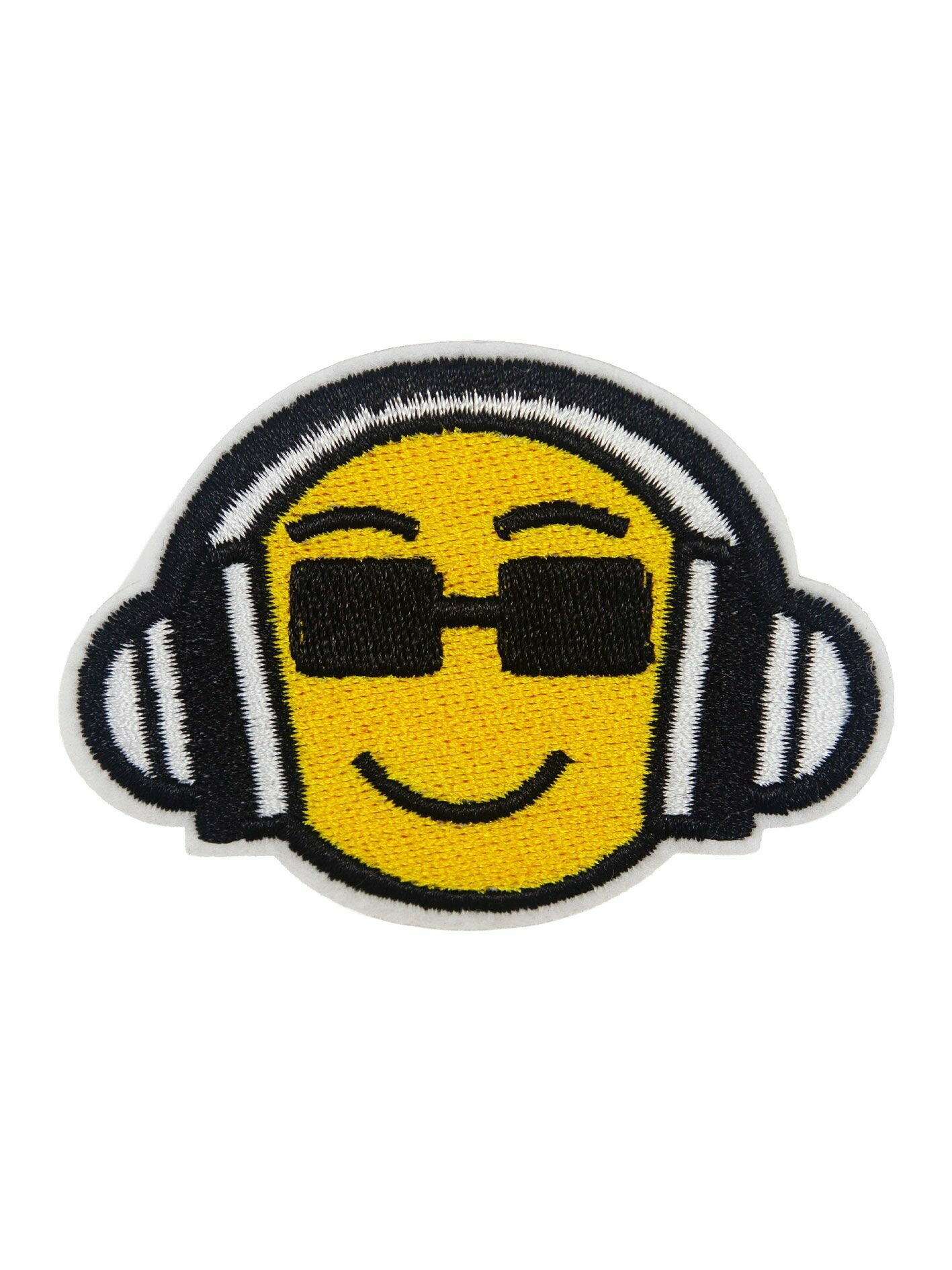 Нашивка Смайлик DJ 71x51 мм, термоклеевая заплатка, патч на одежду