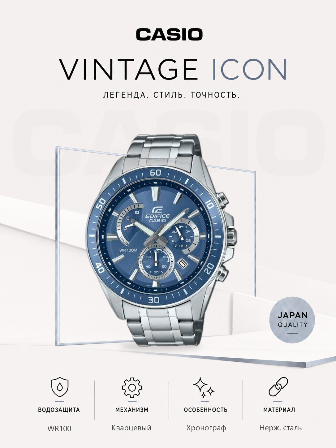 Наручные часы CASIO Edifice, черный/синий
