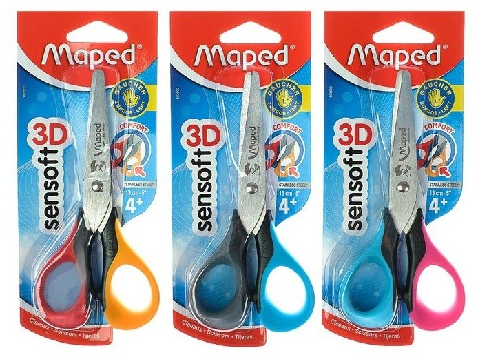 Ножницы Maped Sensoft, детские, 13см, симметричные, для левшей
