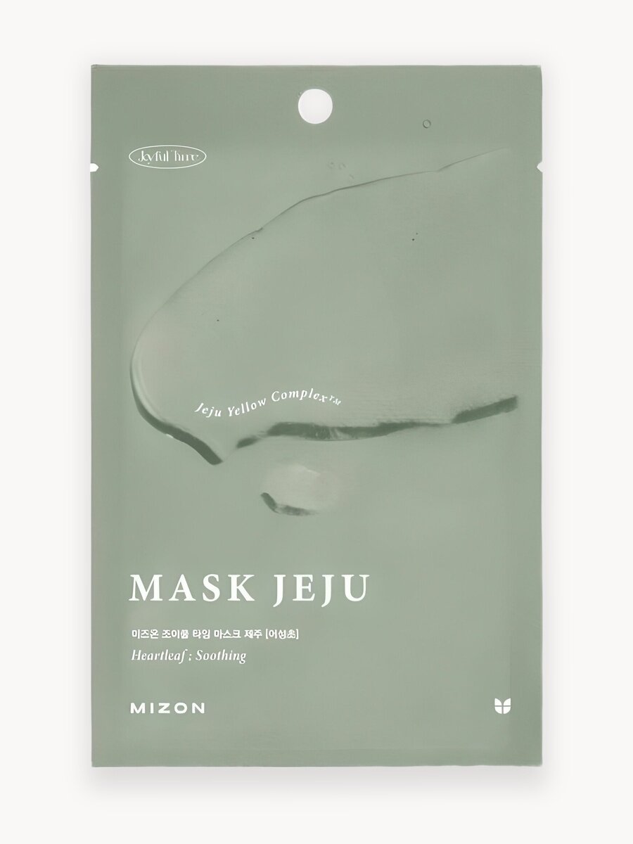 MIZON Тканевая маска для лица успокаивающая с экстрактом хауттюйнии JOYFUL TIME MASK JEJU HEARTLEAF 23мл