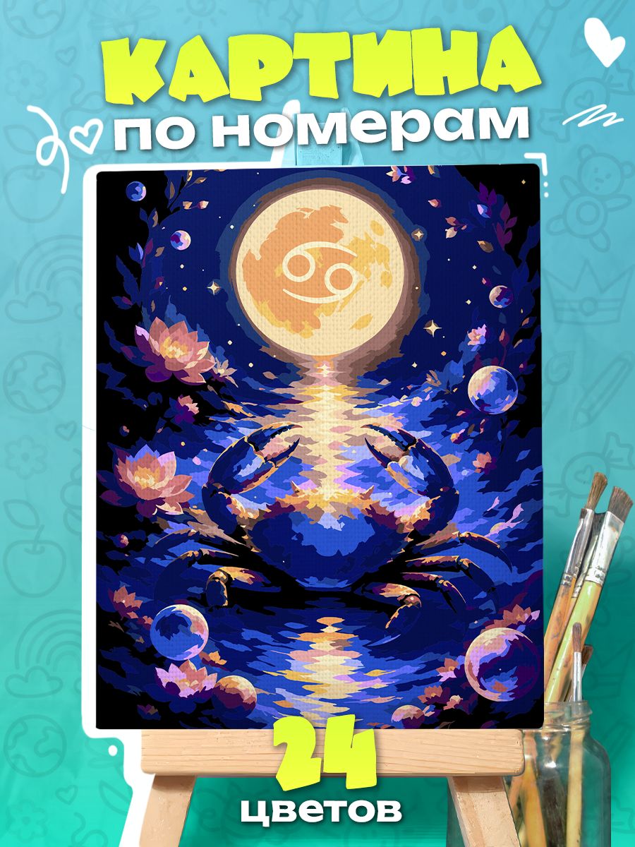 Картина по номерам Знак зодиака Рак и луна