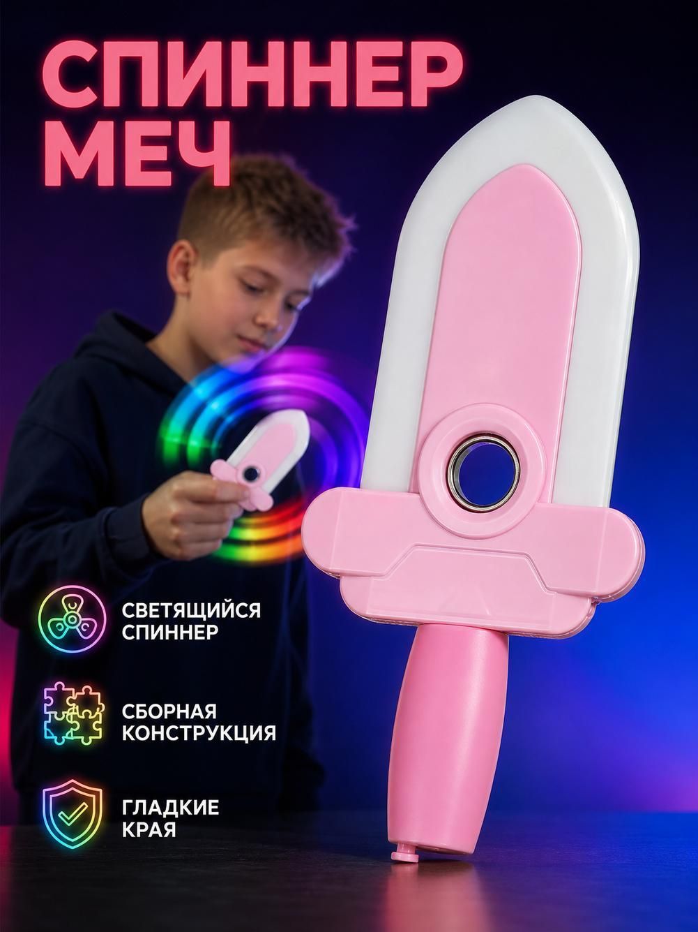 Креативная декомпрессионная игрушка со светящимся вращающимся мечом